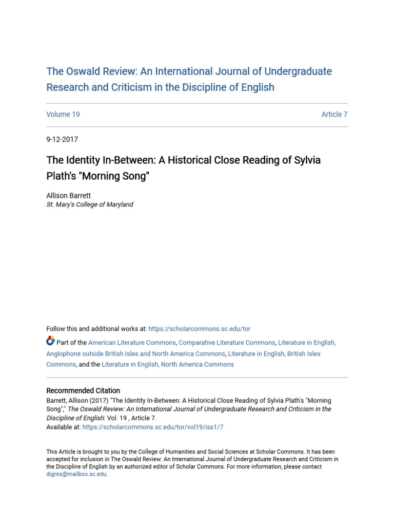 The Identity In-Between - A Historical Close Reading of Sylvia Pla ...