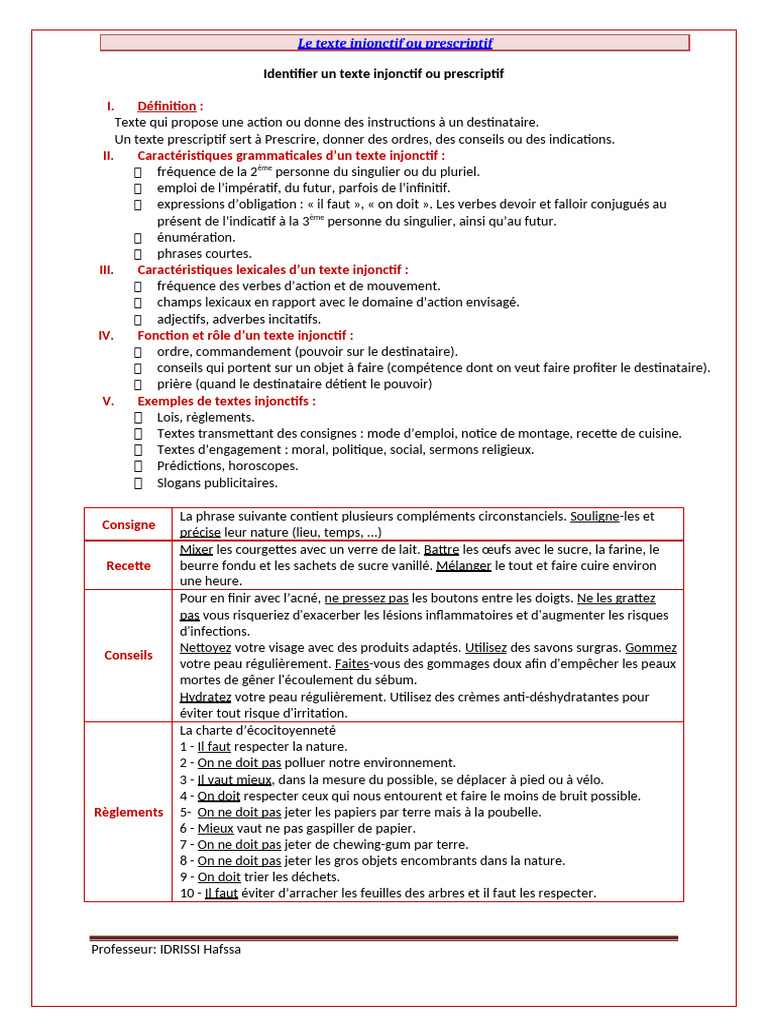Caractéristiques du texte injonctif | PDF | Phrase | Verbe
