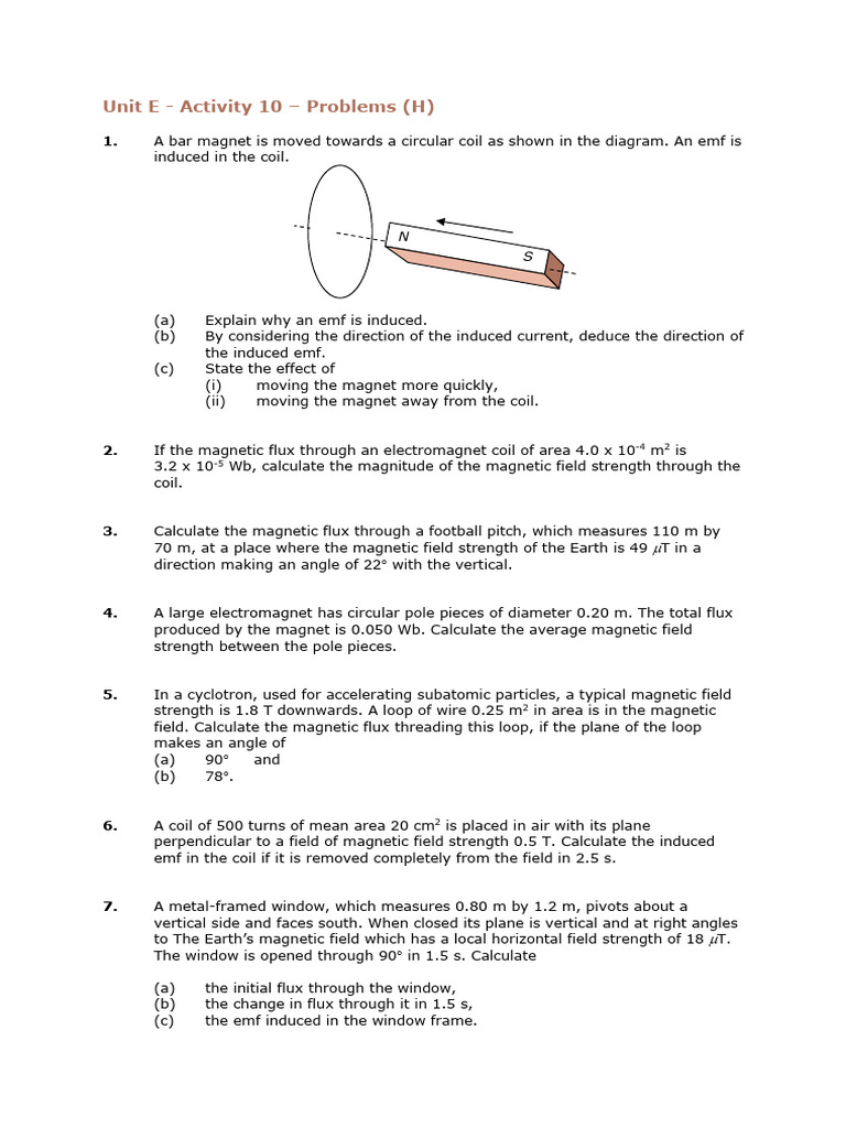 Induced EMF and Magnetic Flux Calculations | PDF