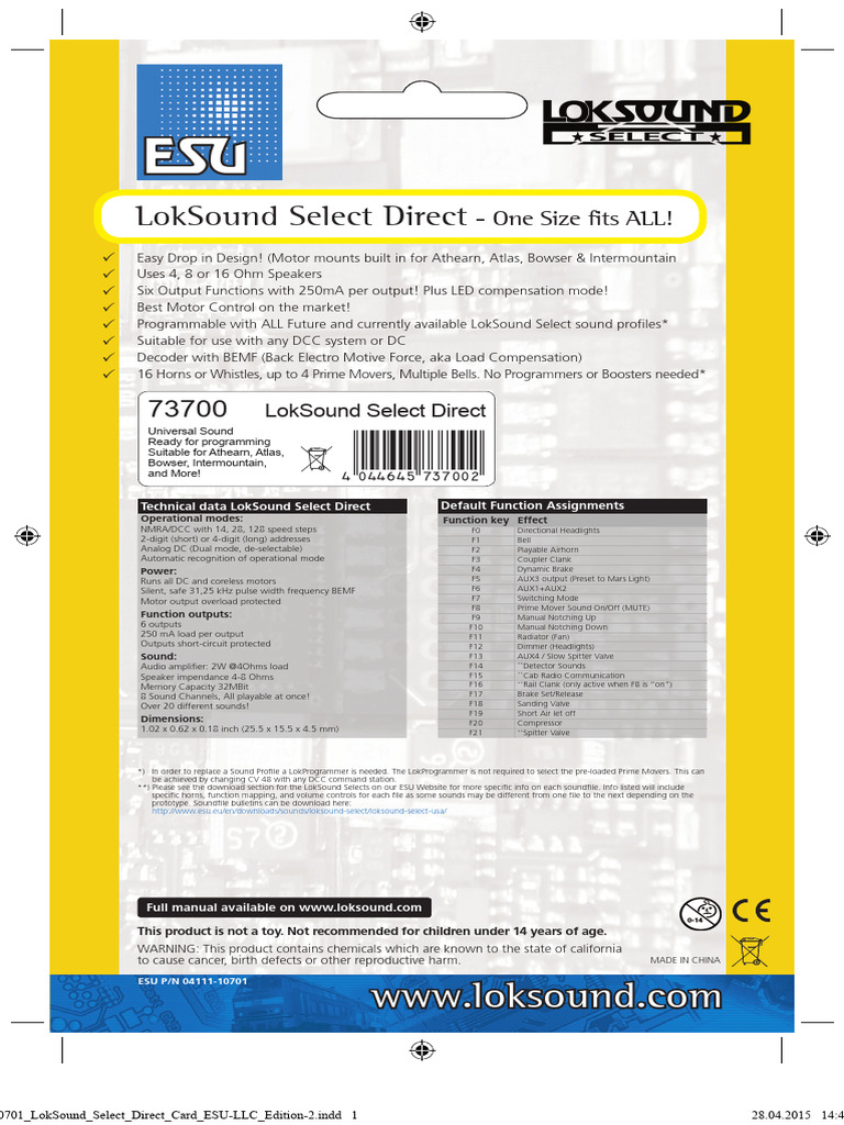 LokSound Select Direct Overview | PDF | Resistor | Electrical Components