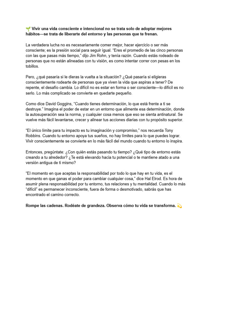 Rodéate de Grandeza y Transforma tu Vida | PDF