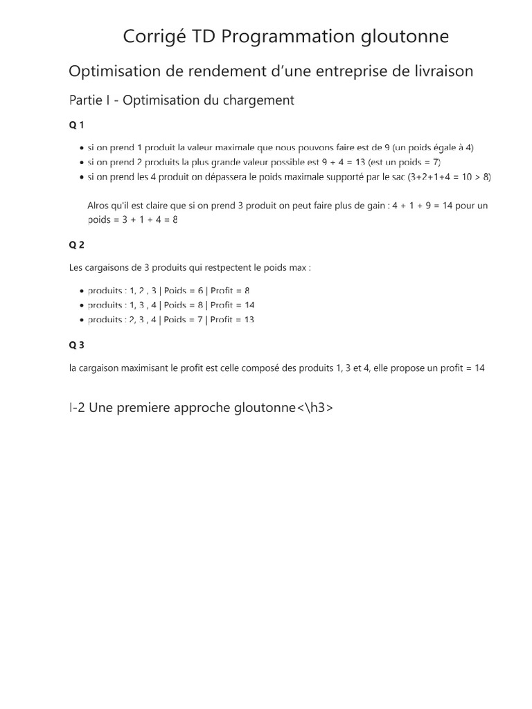 Corrigé TD Stratégie Gloutonne | PDF