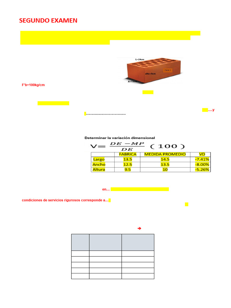 Examen de Construcción y Materiales | PDF | Albañilería | Ladrillo