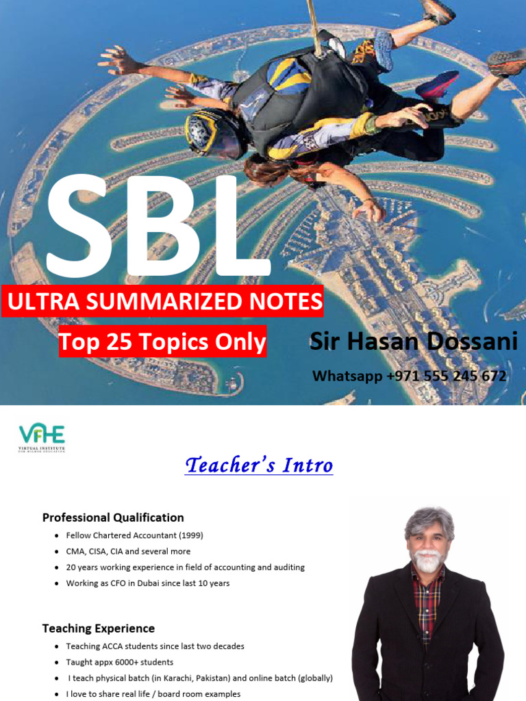 SBL ULTRA Summartized Notes Top 25 Topics by Sir Hasan Dossani | PDF ...