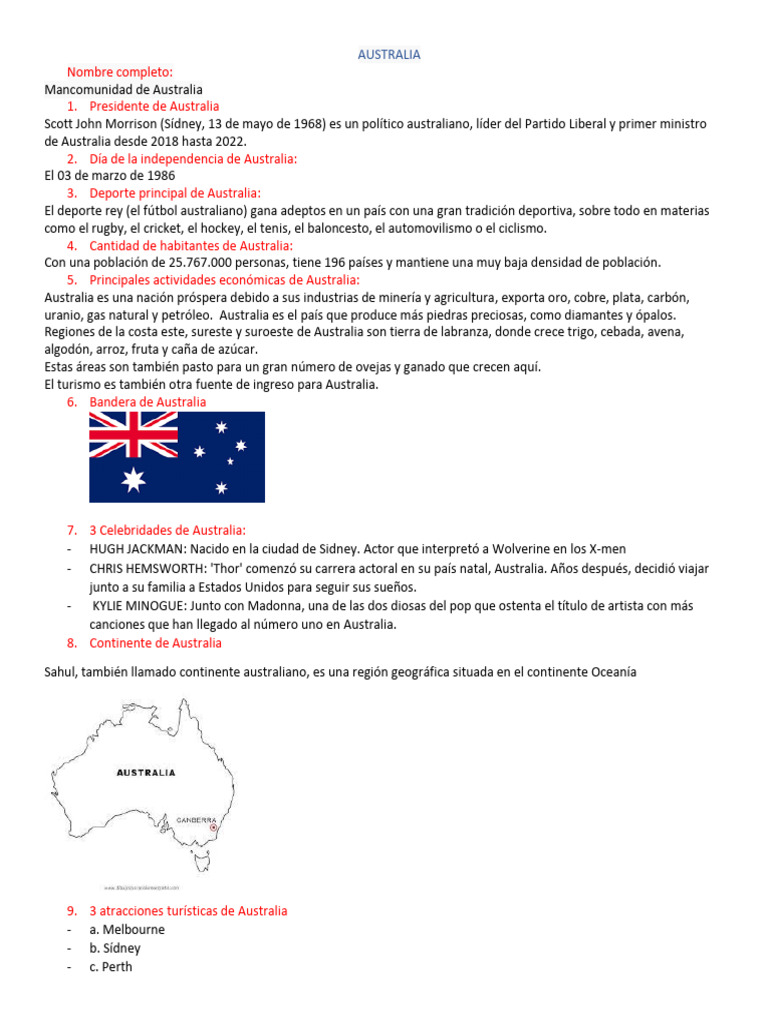 Infografía sobre Australia | PDF