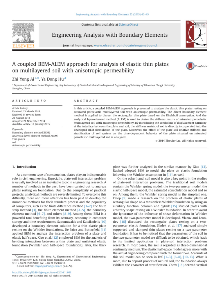 A Coupled BEM-ALEM Approach For Analysis of Elastic Thin Plates On ...
