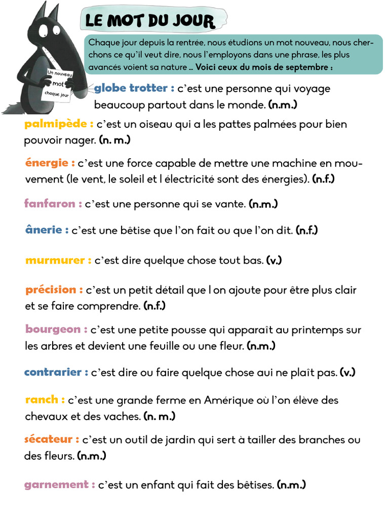 Mots du jour pour CE2 et CM2 | PDF