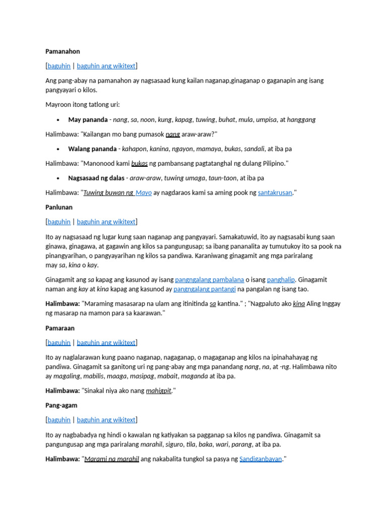 Pamanahon Pang Abay | PDF