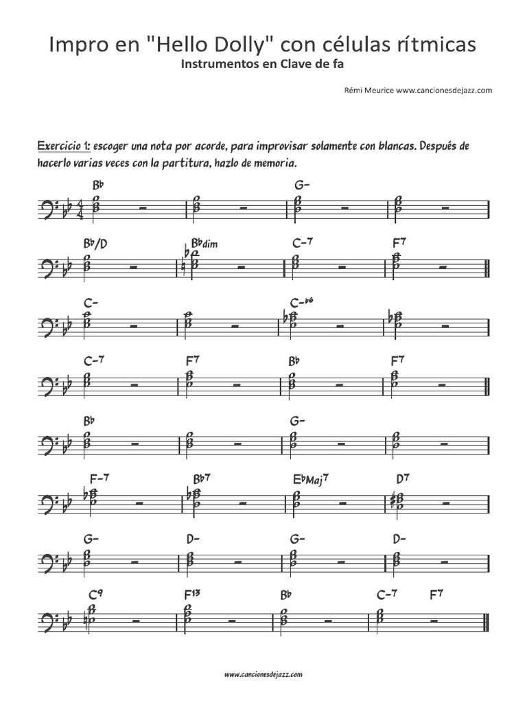 Clave de Fa - Hello Dolly Impro Ejercicio 1 | PDF