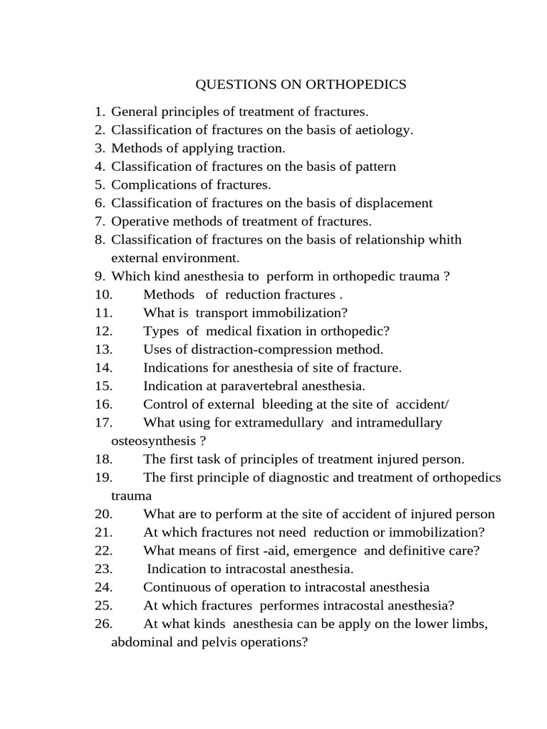 Question On Orthopedics | PDF | Orthopedic Surgery | Hip