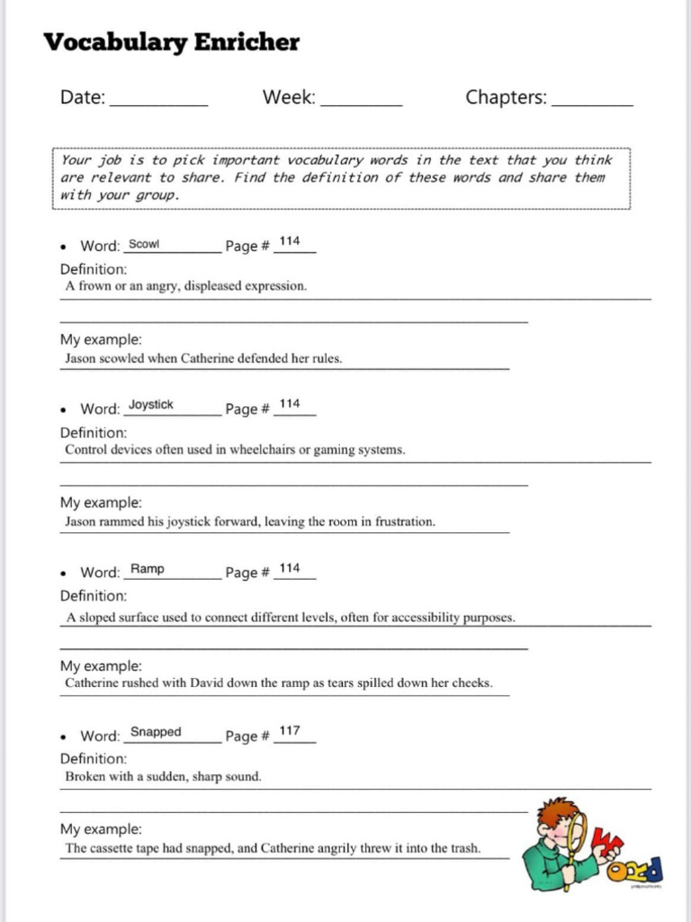 Vocabulary Enricher: Date Week Chapters | PDF