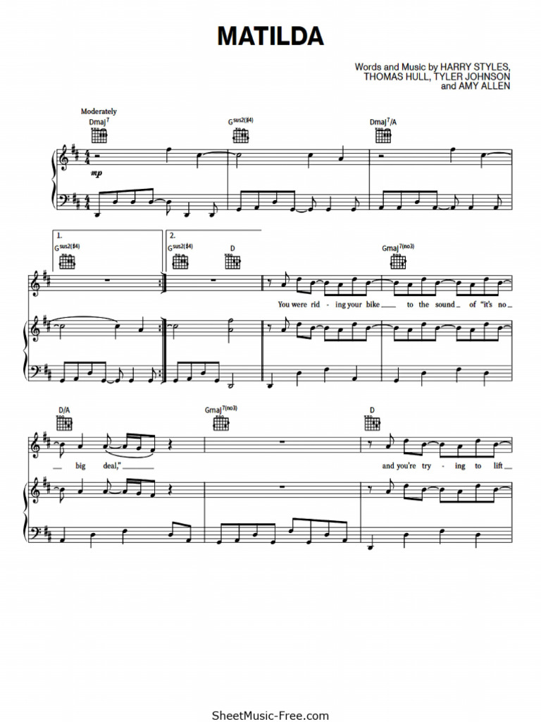 Matilda Sheet Music Harry Styles SheetMusic | PDF