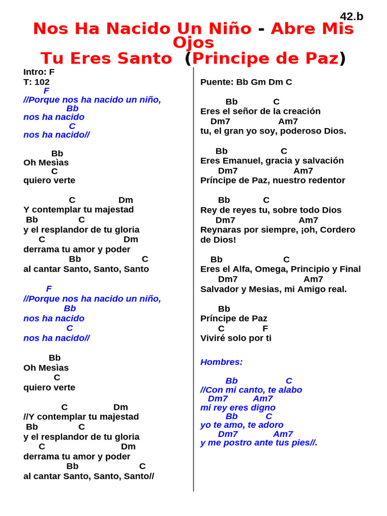 42b. Nos Ha Nacido Un Niño-Abre Mis Ojos-Tu Eres Dios | PDF
