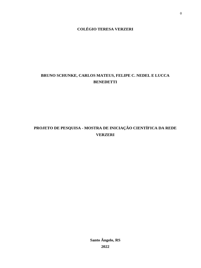 Projeto de Pesquisa - Felipe, Bruno, Carlos e Lucca | PDF