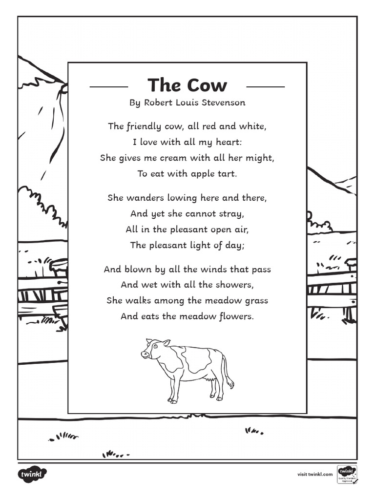 The Cow by Robert Louis Stevenson - Poem Print-Out | PDF