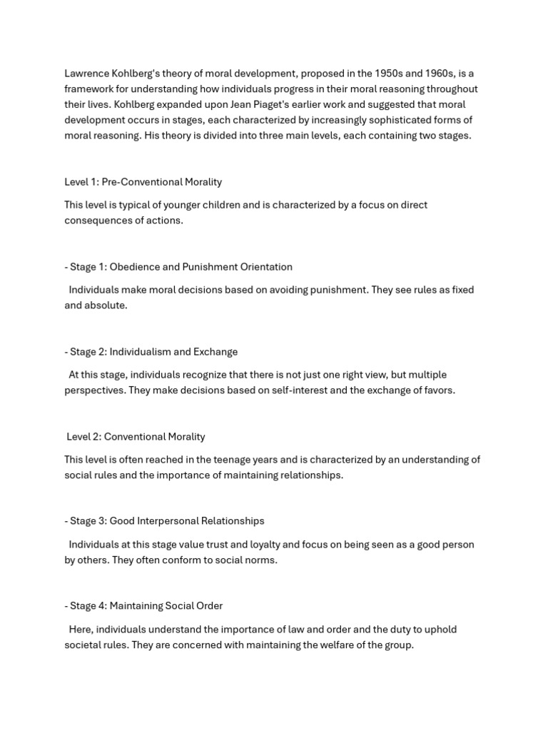 Moral Development Theory | PDF | Morality | Psychological Concepts