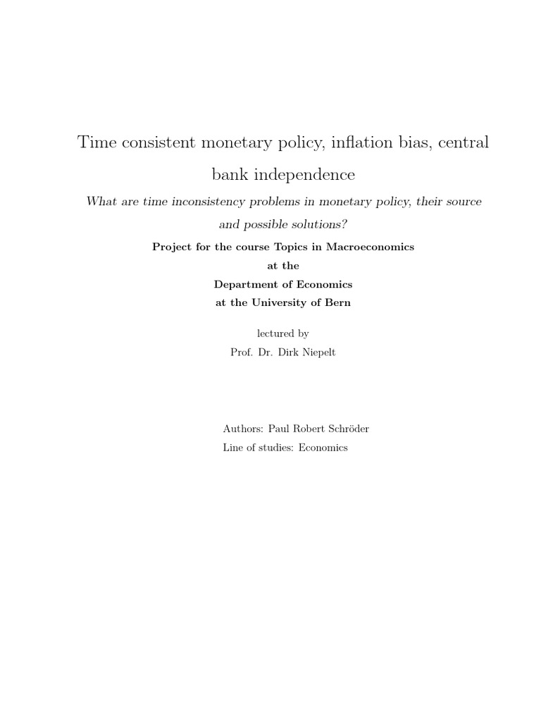 Schroeder - Time Inconsistency Problems | PDF | Inflation | Monetary Policy