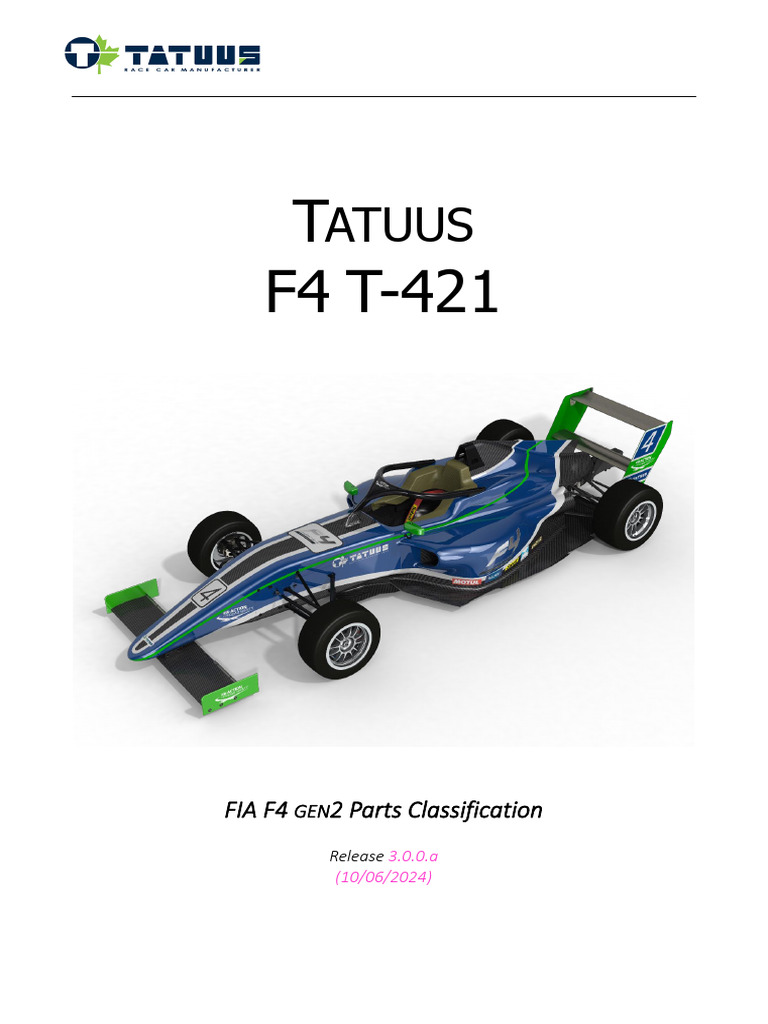 FIA F4 GEN2 Parts Classification 2024 Partclassification t421 V.3.0.0.a ...