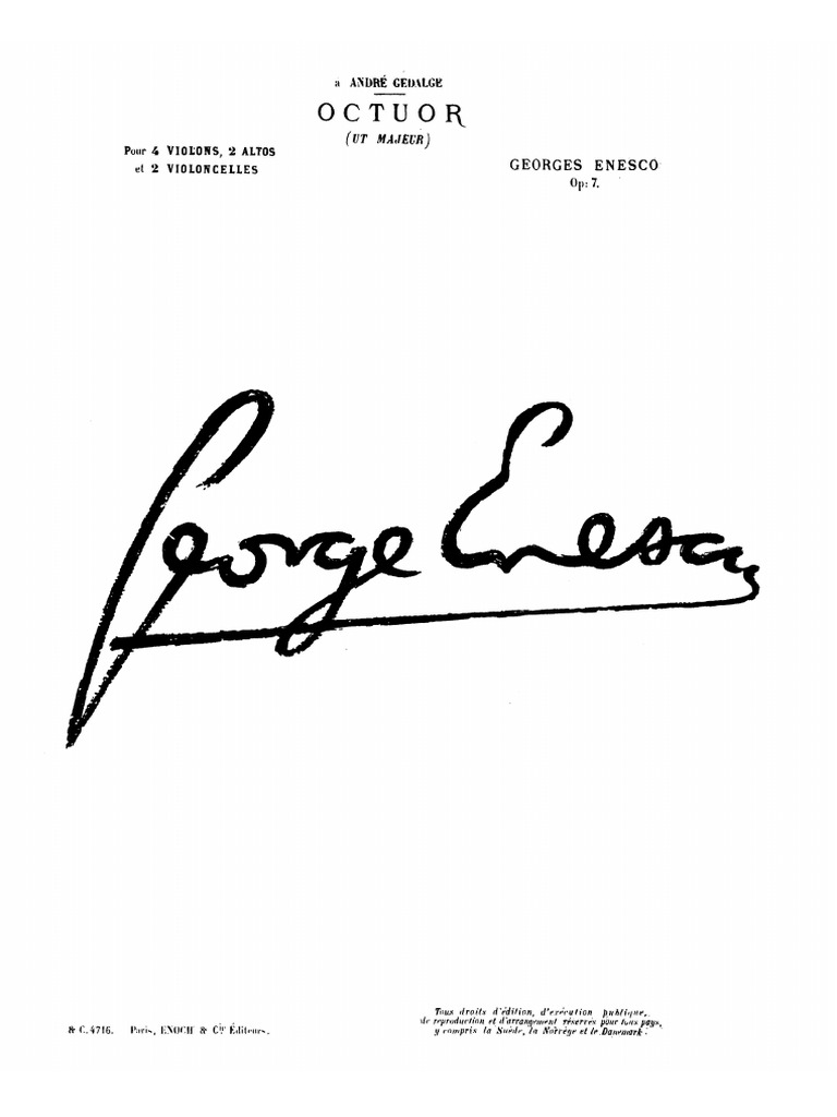 Enescu, Octet For Strings, Op. 7 - Score With Bentoiu | PDF