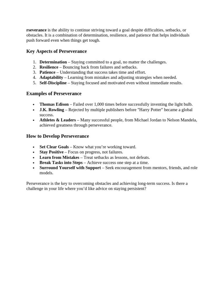 Perseverance | PDF