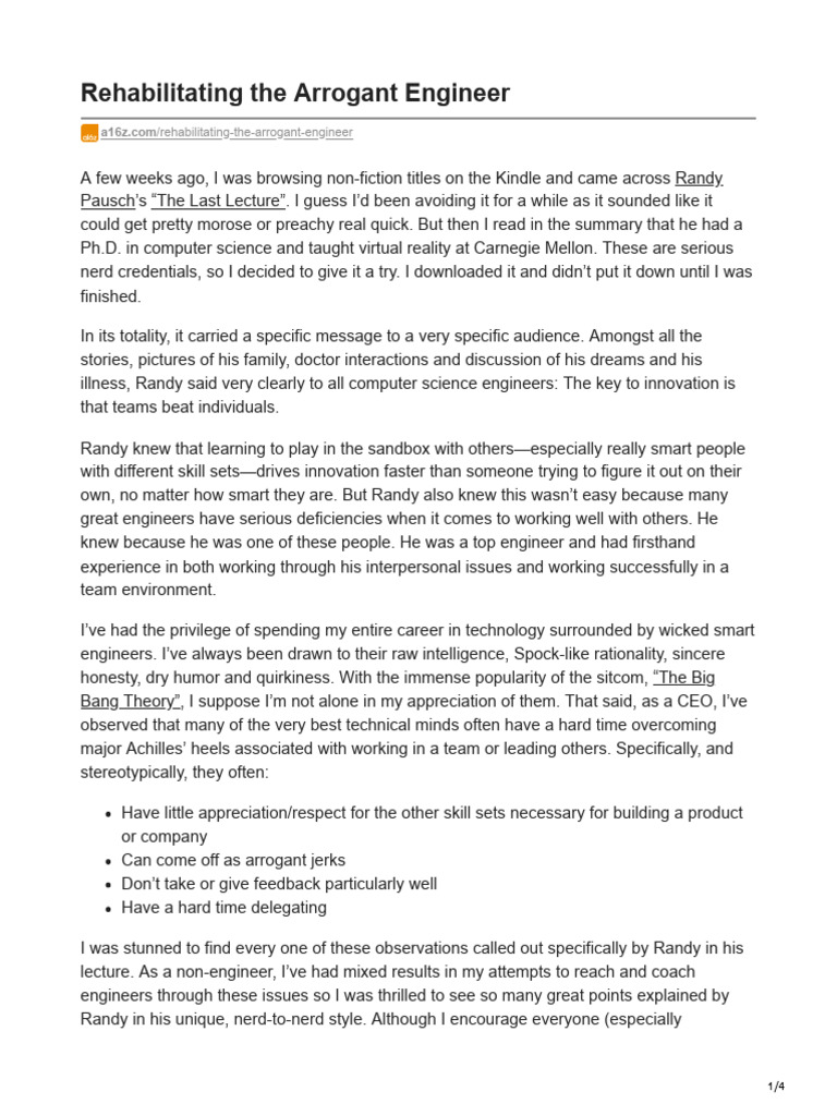 Rehabilitating The Arrogant Engineer | PDF