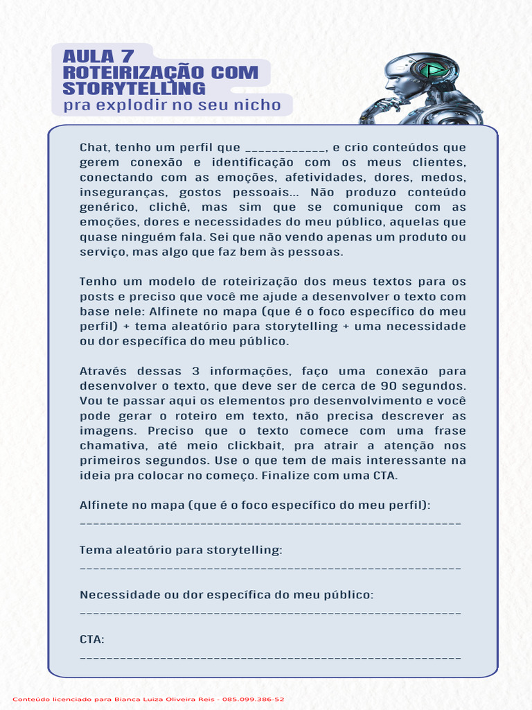 AULA7 PROMPTRoteirizacaocomStorytelling | PDF