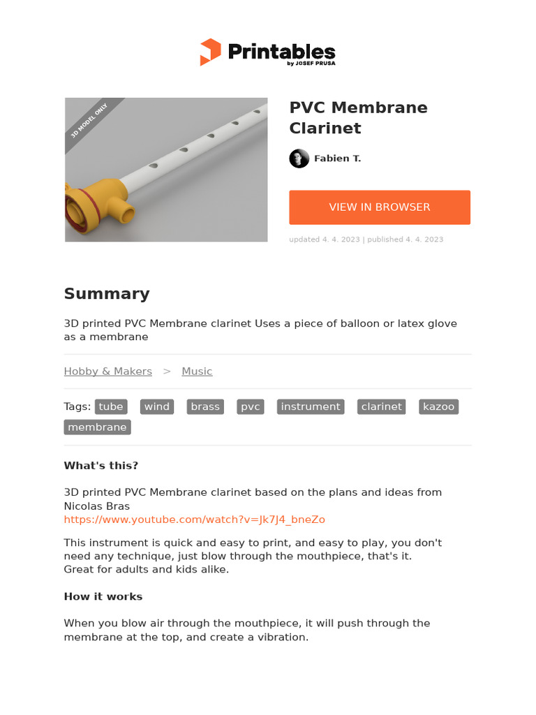 PVC Membrane Clarinet | PDF