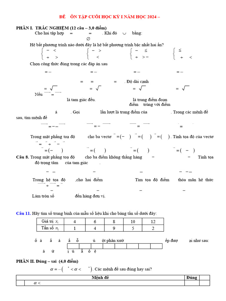 Đề 4 Ôn Tập HK1 Lớp 10 | PDF