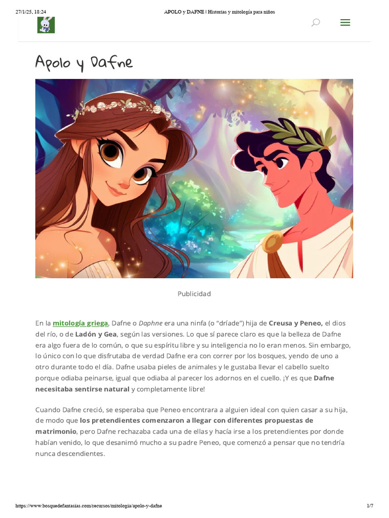 APOLO y DAFNE - Historias y Mitología para Niños | PDF | Eros | Apolo