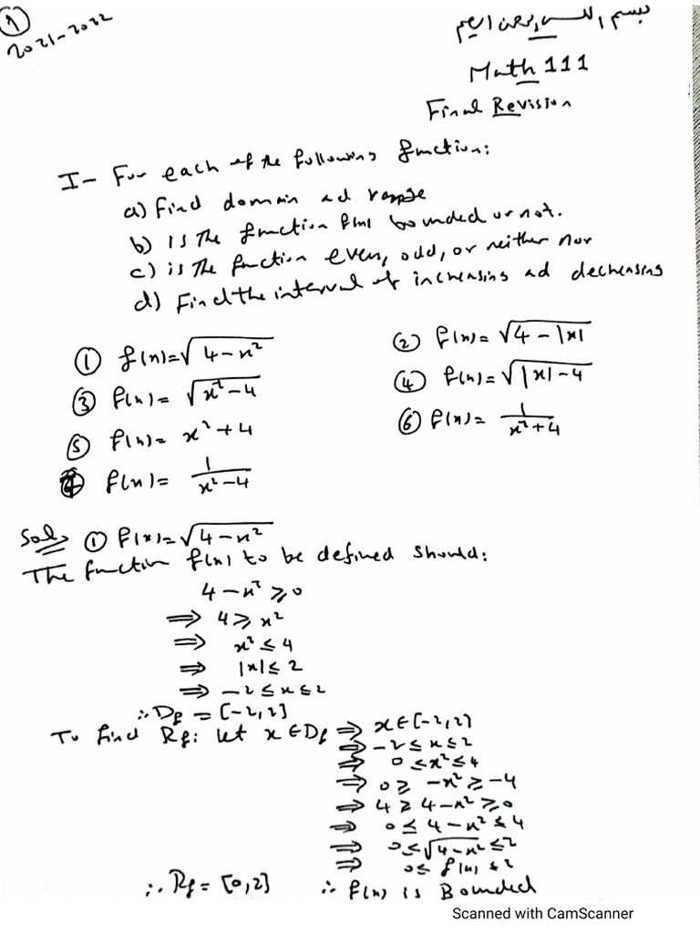 Math111 - MAT114 - Final Revision - Fall2022 | PDF