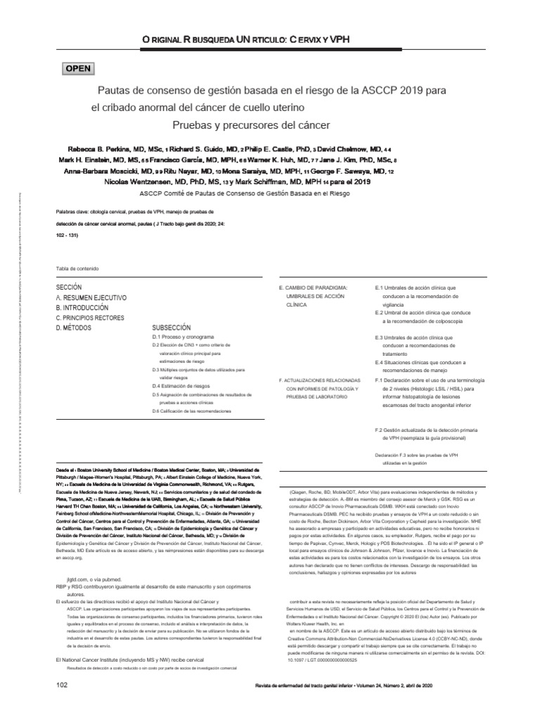 Asccp 2019. Spanish | PDF | Cáncer de cuello uterino | Cuidado de la salud