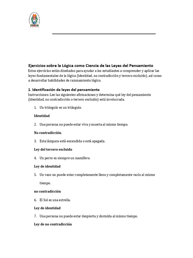 Taller- L-gica y leyes del pensamiento | PDF | Falacia | Argumento