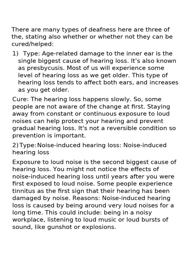 Types Of Deafness And Their Treatments Pdf