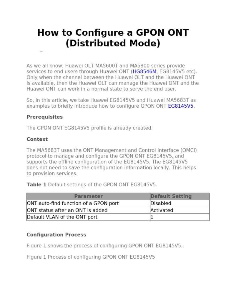 How to Configure a GPON ONT (Distributed Mode) | PDF | Ip Address ...