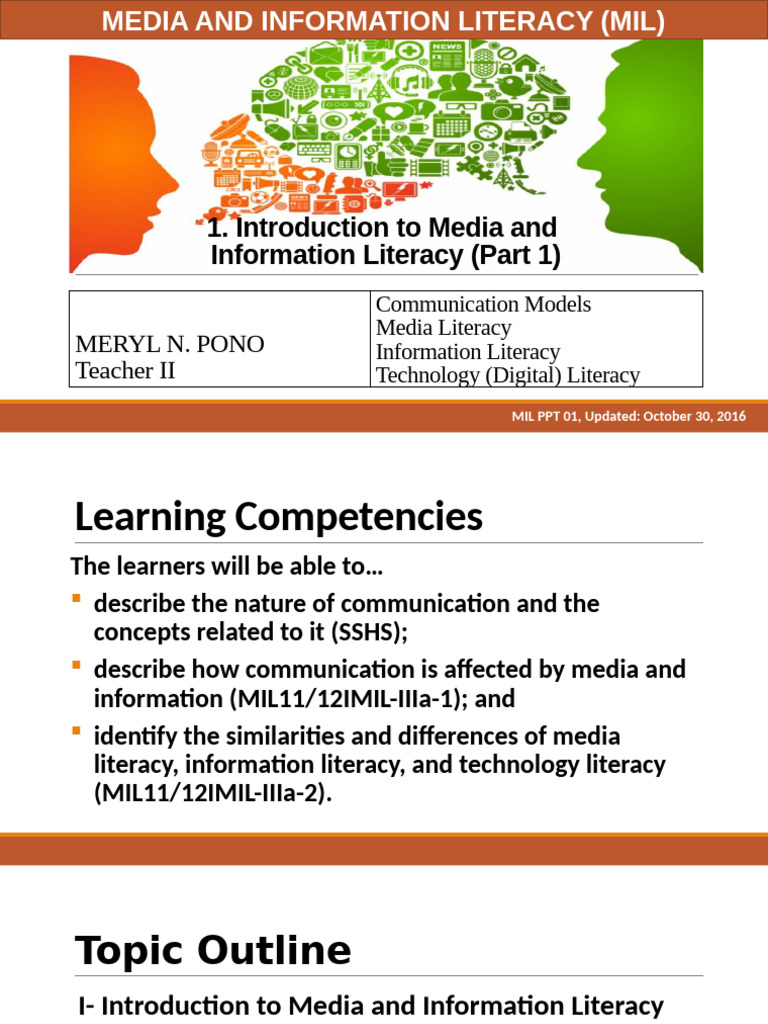 Introduction To MIL Part 1 Communication Media Information and Technology Literacy | PDF ...
