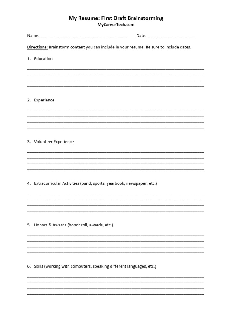 Resume-Writing Activity | PDF