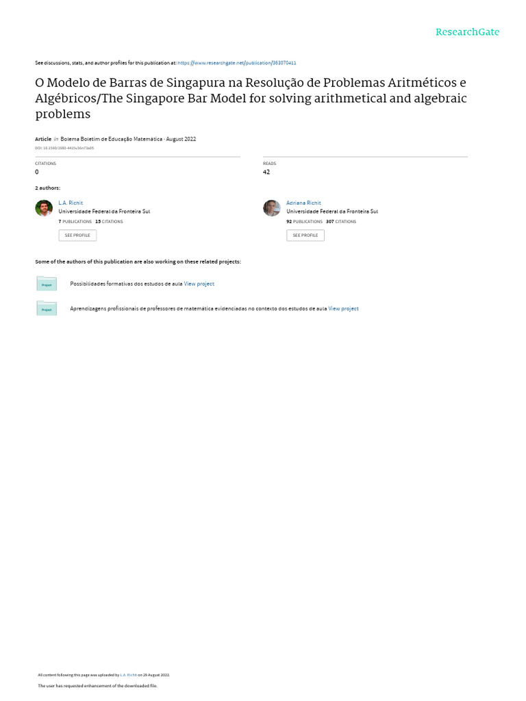 Metodo Singapura PDF | PDF | Matemática | Aprendizado