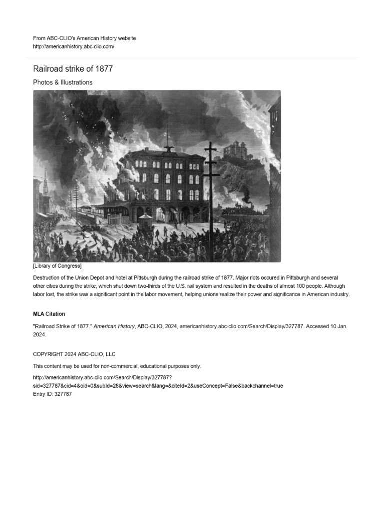 ABC CLIO Solutions - Railroad Strike of 1877 | PDF