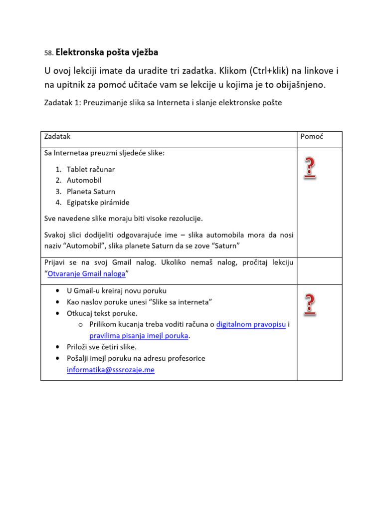 58 Cas Informatika Zadaci 1 | PDF