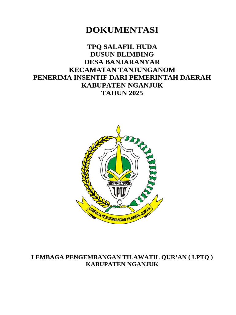 1. SAMPUL PENGAJUAN INSENTIF TPQ | PDF