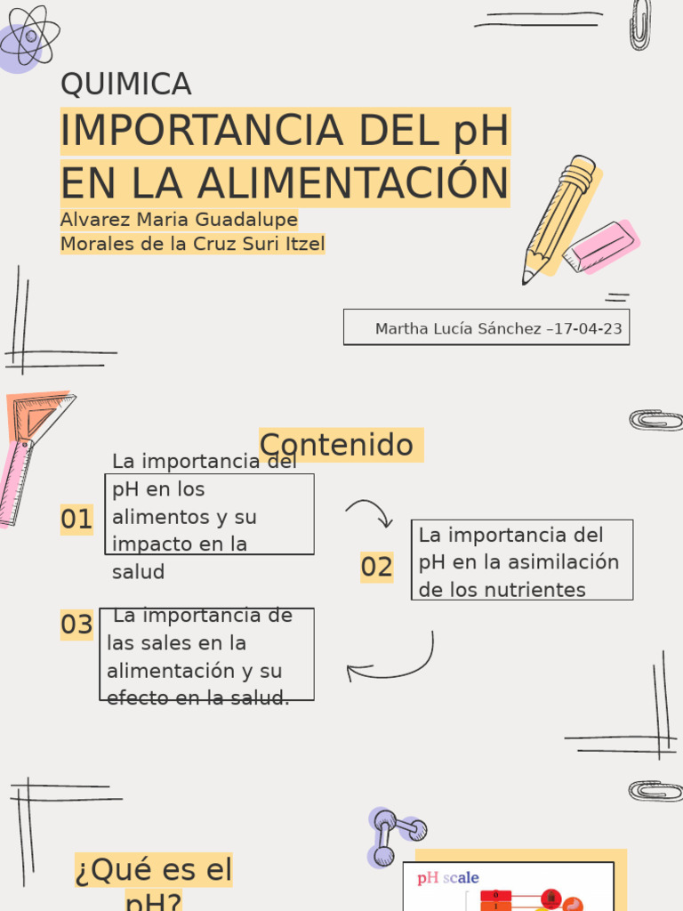 IMPORTANCIA DEL pH EN LA ALIMENTACIÓN | PDF | Ph | Alimentos