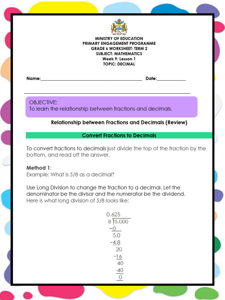 Grade 6 Mathematics Weeks 9-12 Worksheets - Term 2 | PDF | Decimal ...