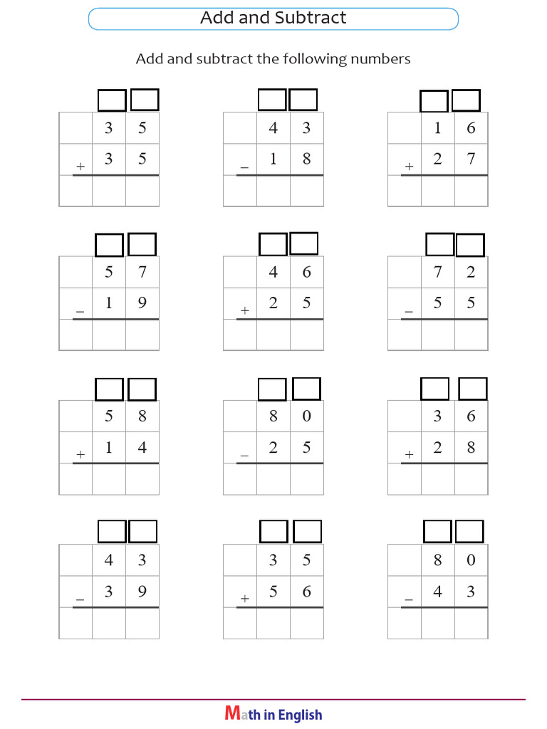 Add and Subtract Math Exercises | PDF