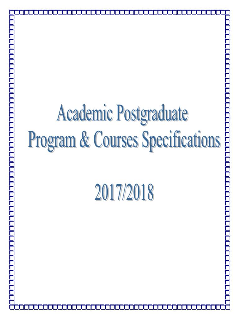 Academic Postgraduate Studies Program & Courses Specifications | PDF ...