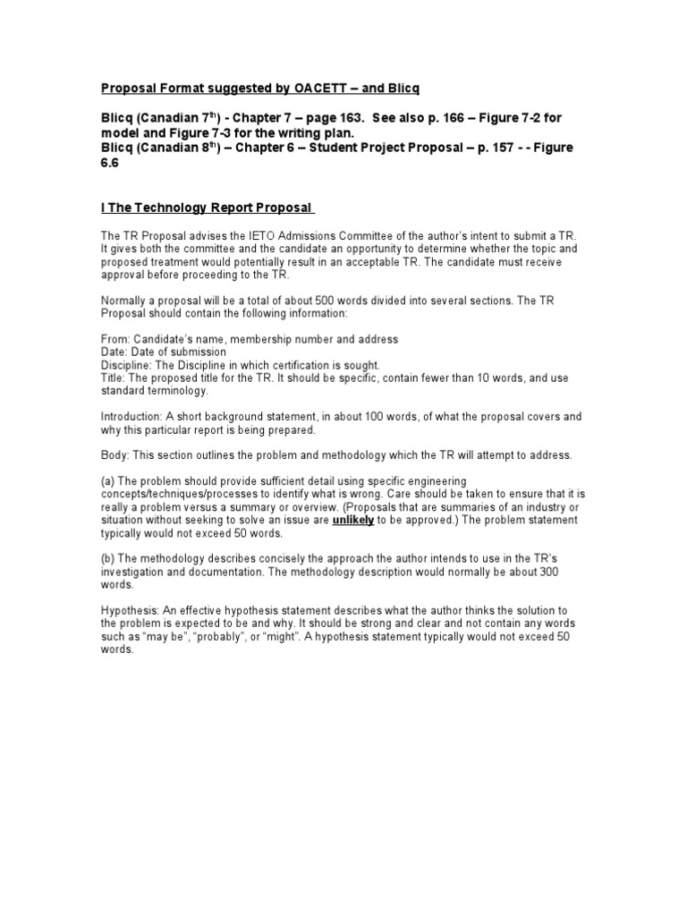Proposal Format - OACETT | PDF | Absorption Spectroscopy | Hypothesis