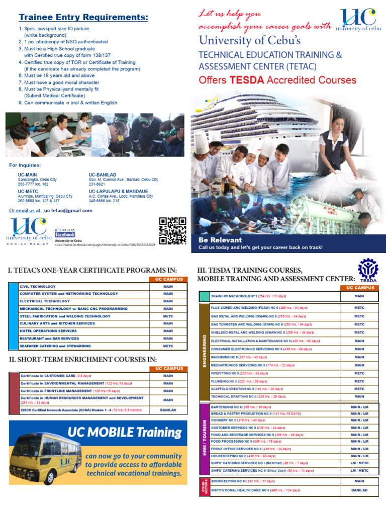TESDA-TETAC-BROCHURE-AS-OF-MAY-2015-v3 | PDF | Welding | Construction