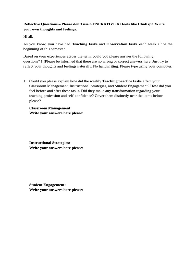 Teaching Practicum Reflection | PDF