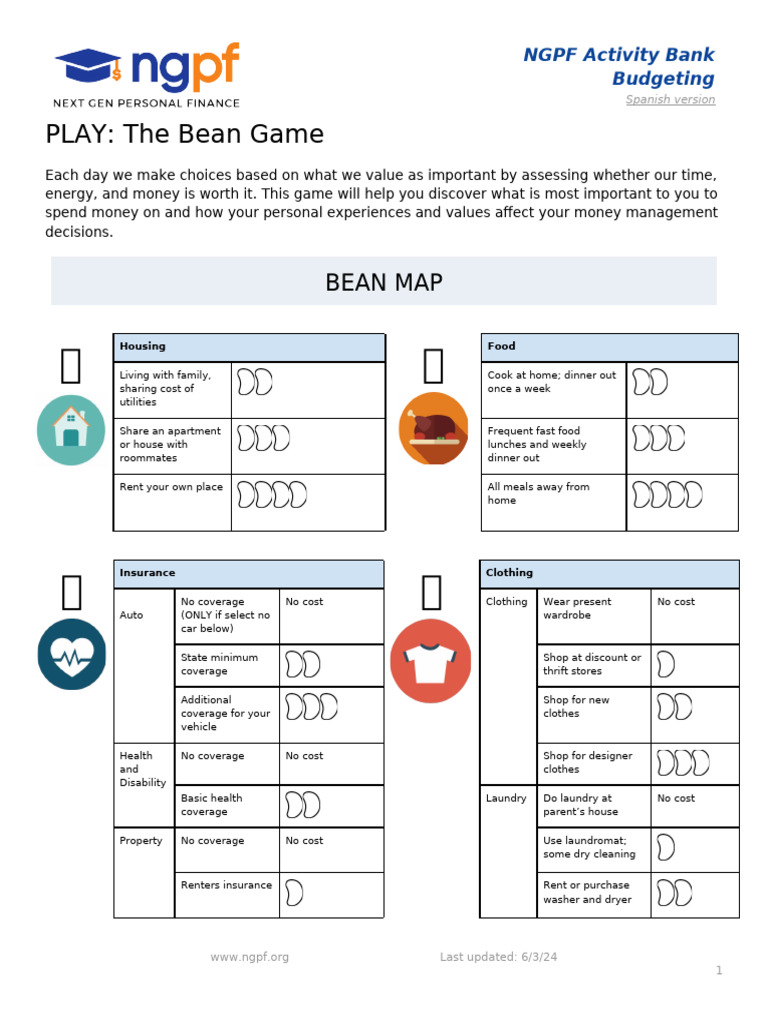 Budgeting Insights from the Bean Game | PDF