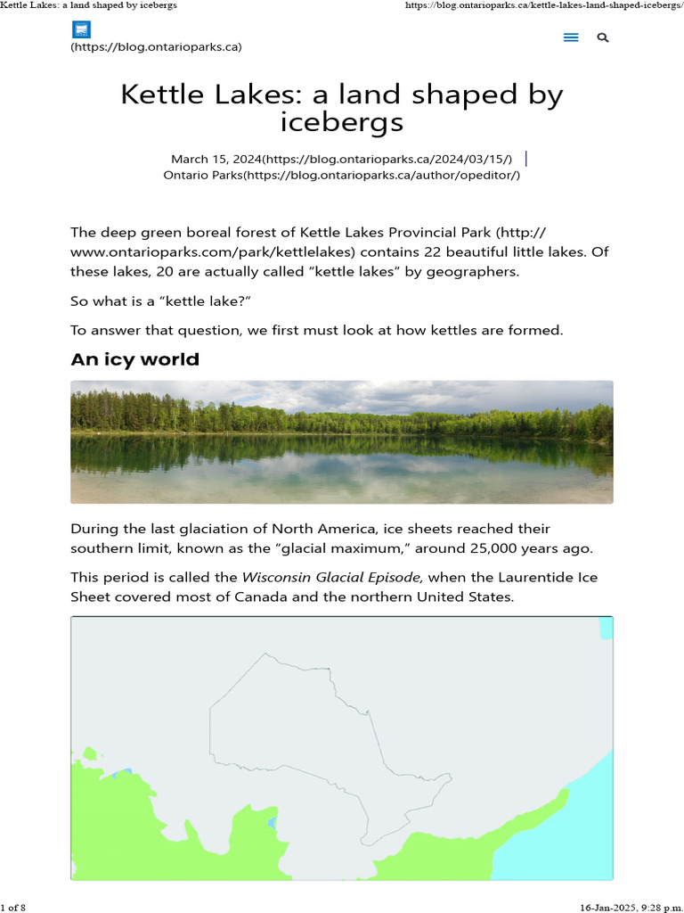 Kettle Lakes - A Land Shaped by Icebergs | PDF | Glacier | Glaciology