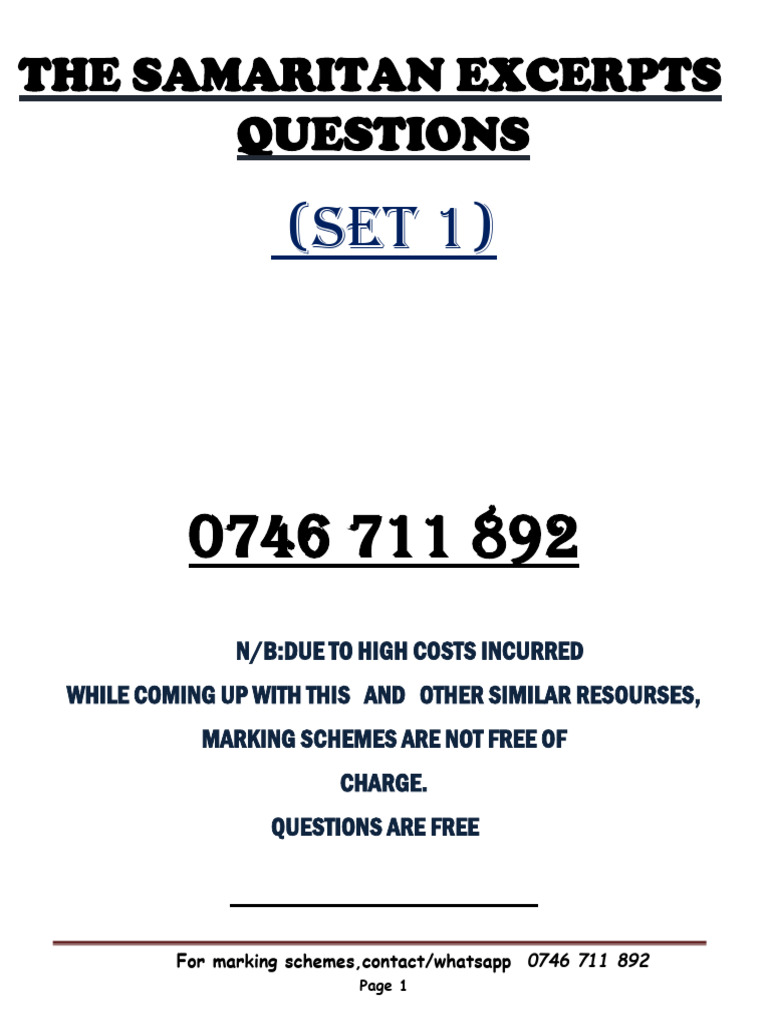 The Samaritan Play Excerpt Analysis | PDF